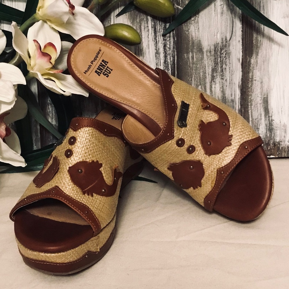 Anna Sui Kissing Fish Wedge Slides - Gem